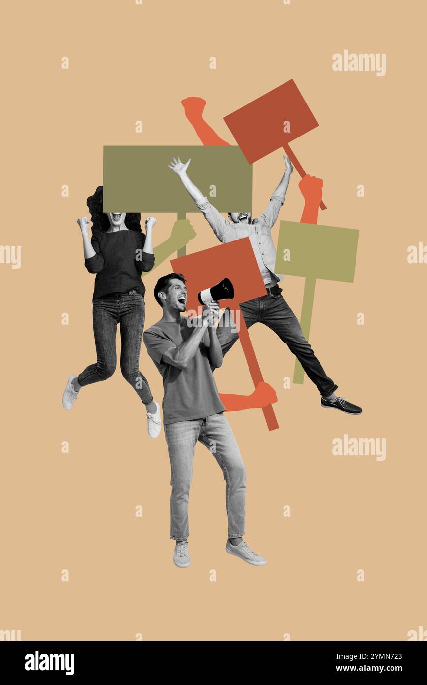 Vertical poster collage rebellion strike activists against ...