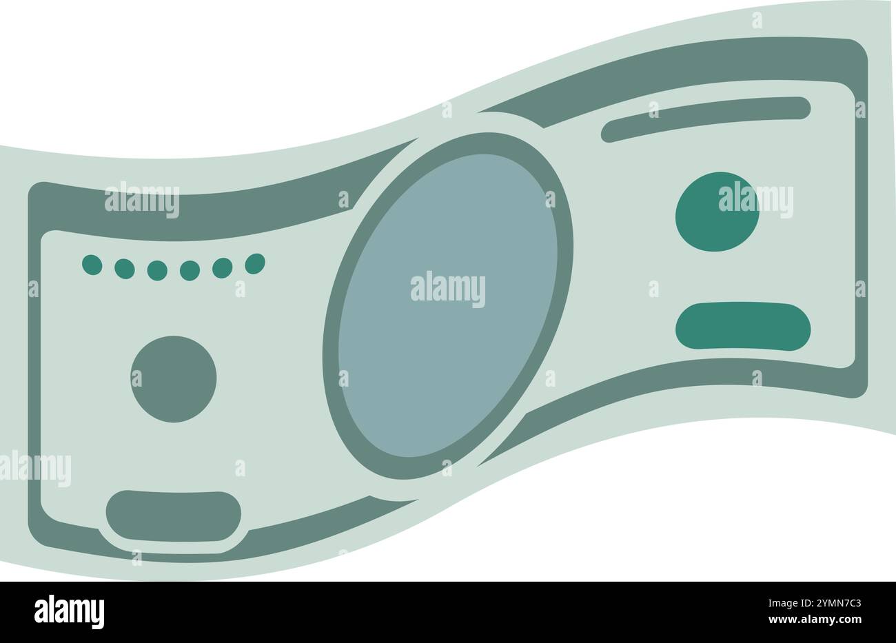 Waving dollar bill. Green paper banknote icon isolated on white ...