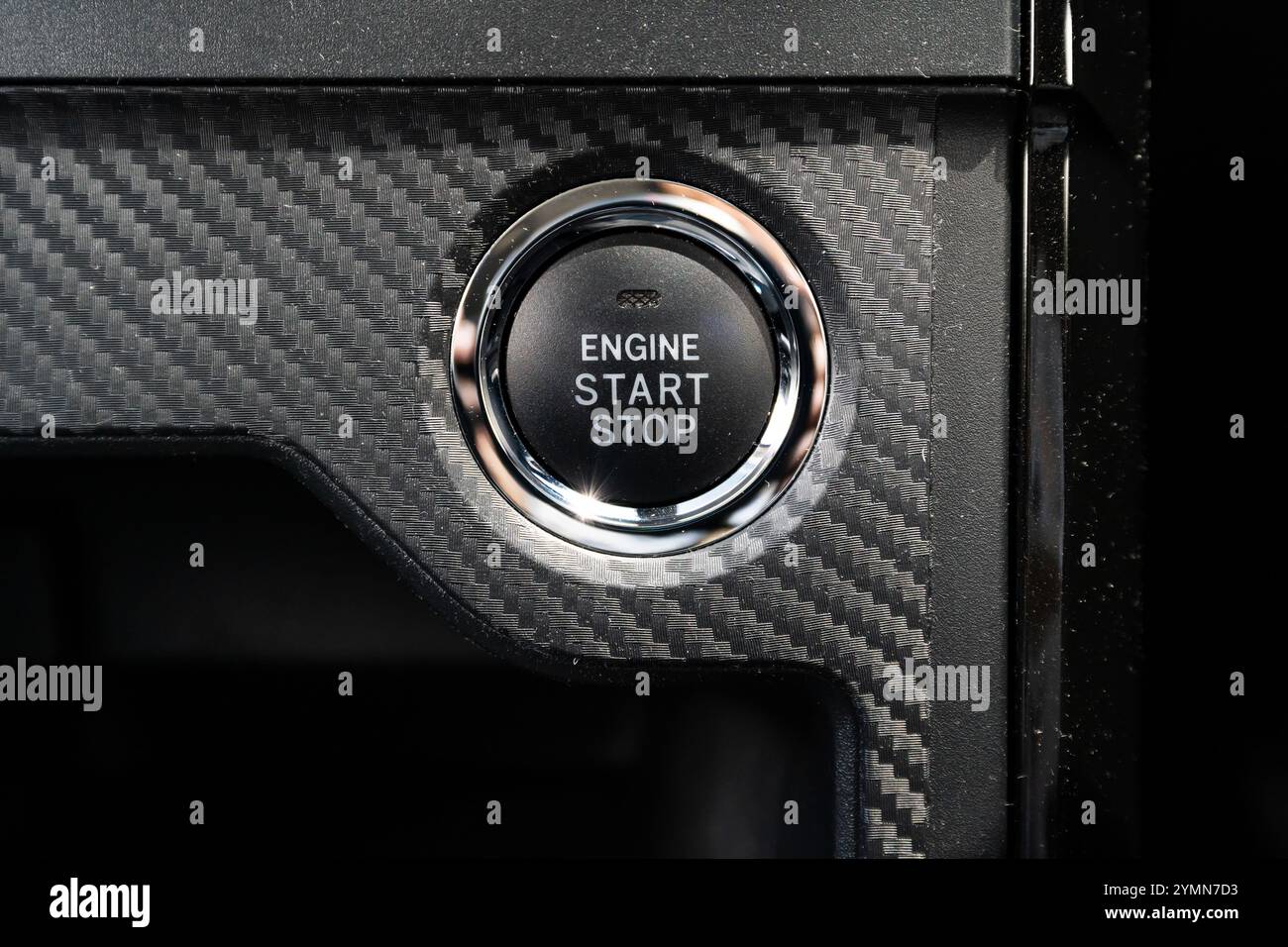 Close-up view of the engine start stop button in the car Stock Photo ...