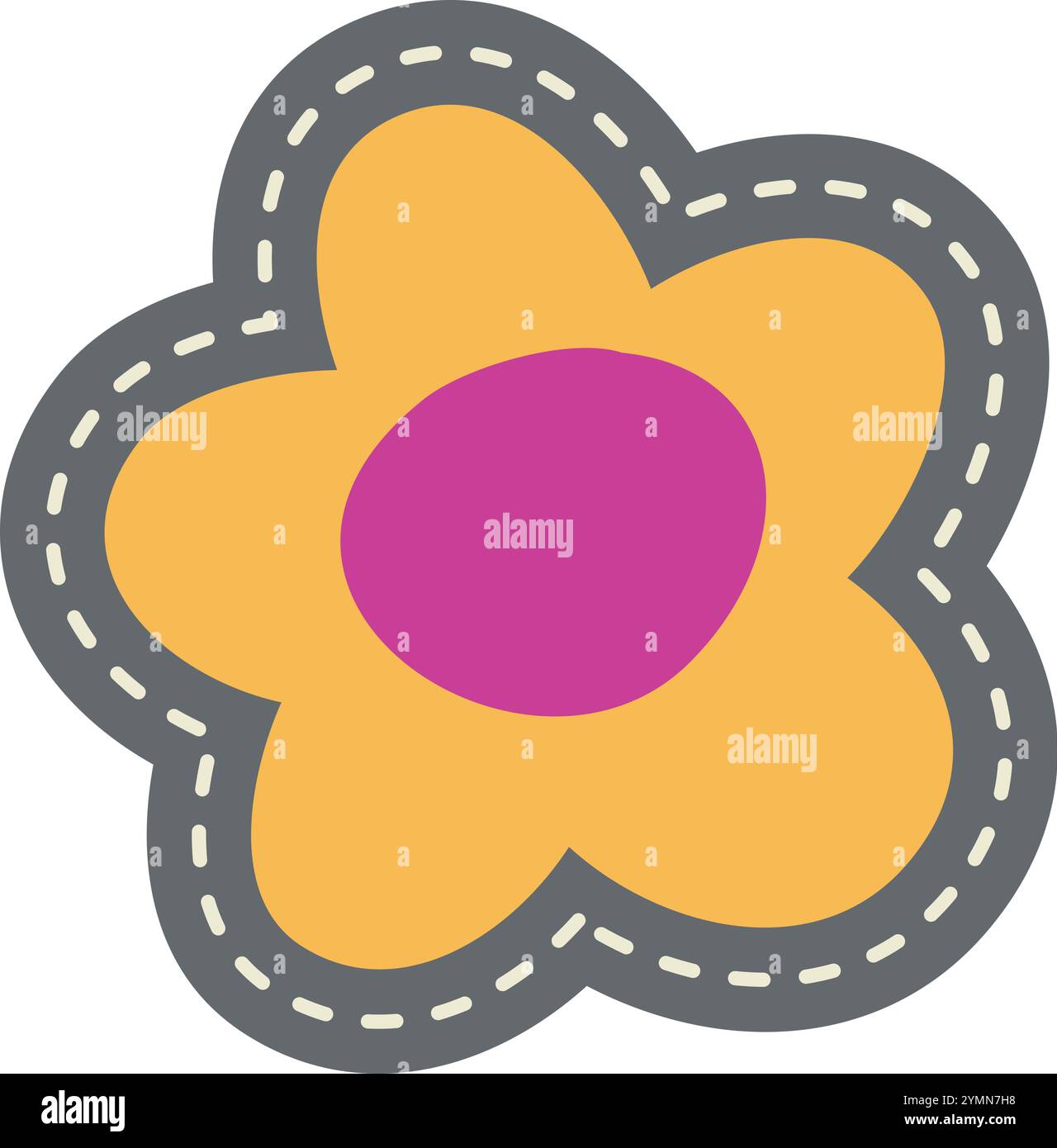 Flower patch. Textile label in retro hippie style isolated on white ...