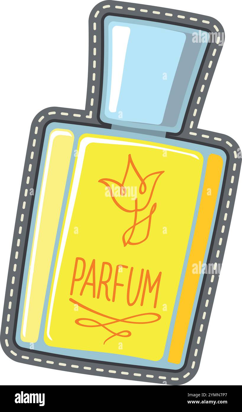 Perfume bottle sticker. Fragrance patch. Aroma symbol isolated on white ...