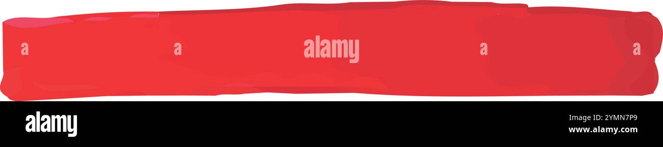 Red highlighter stroke. Underline marker color element isolated on ...