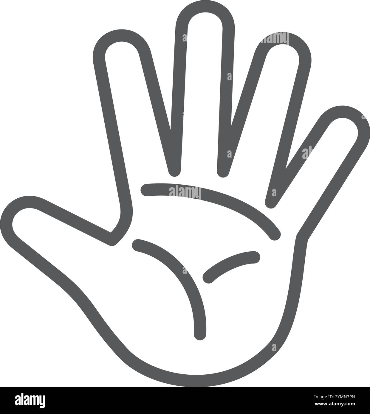 Open palm line icon. Fingers hand symbol isolated on white background ...