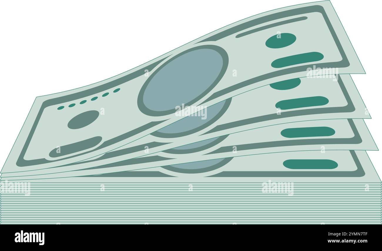 Green banknote stack. Dollar paper bill pack isolated on white ...