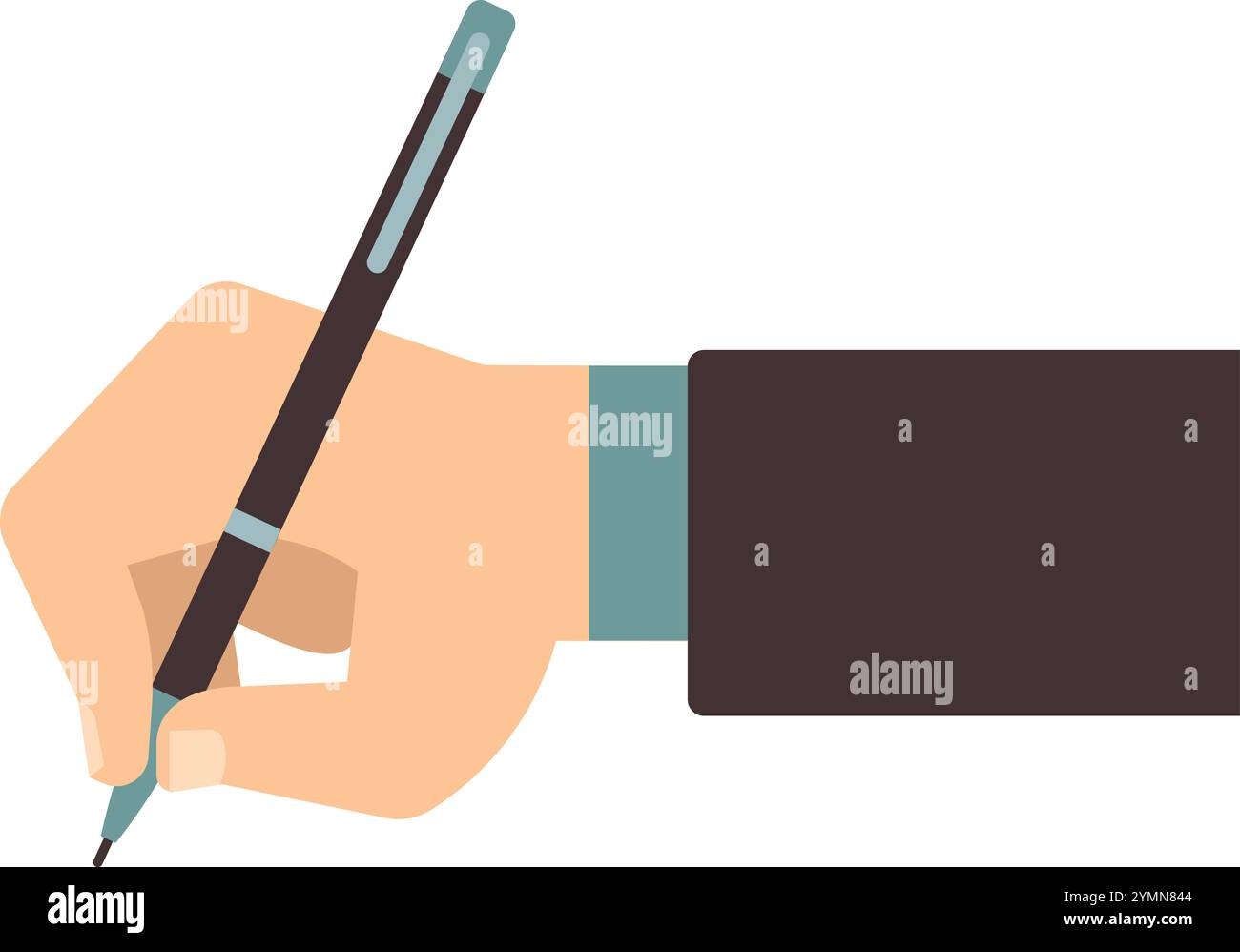 Writing hand. Signing color icon. Businessman hold pen isolated on ...