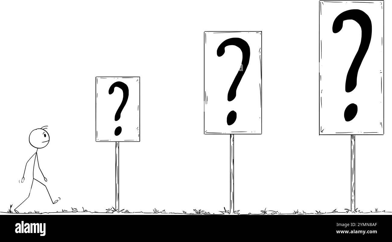 Person or businessman walking on the way and facing unknown future ...