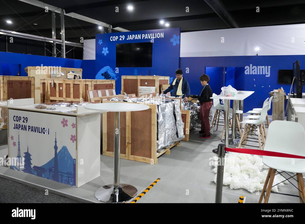 The Japan Pavilion is dismantled during the COP29 U.N. Climate Summit ...