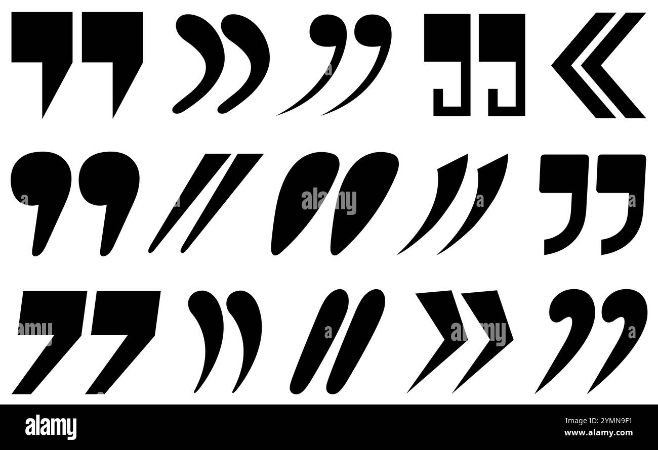 Collection of different quotation marks symbols isolated on white Stock ...