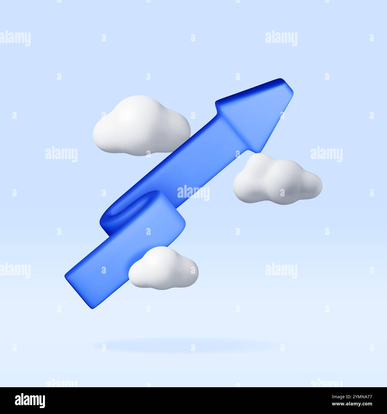 3D growing blue arrow in clouds Stock Vector Image & Art - Alamy