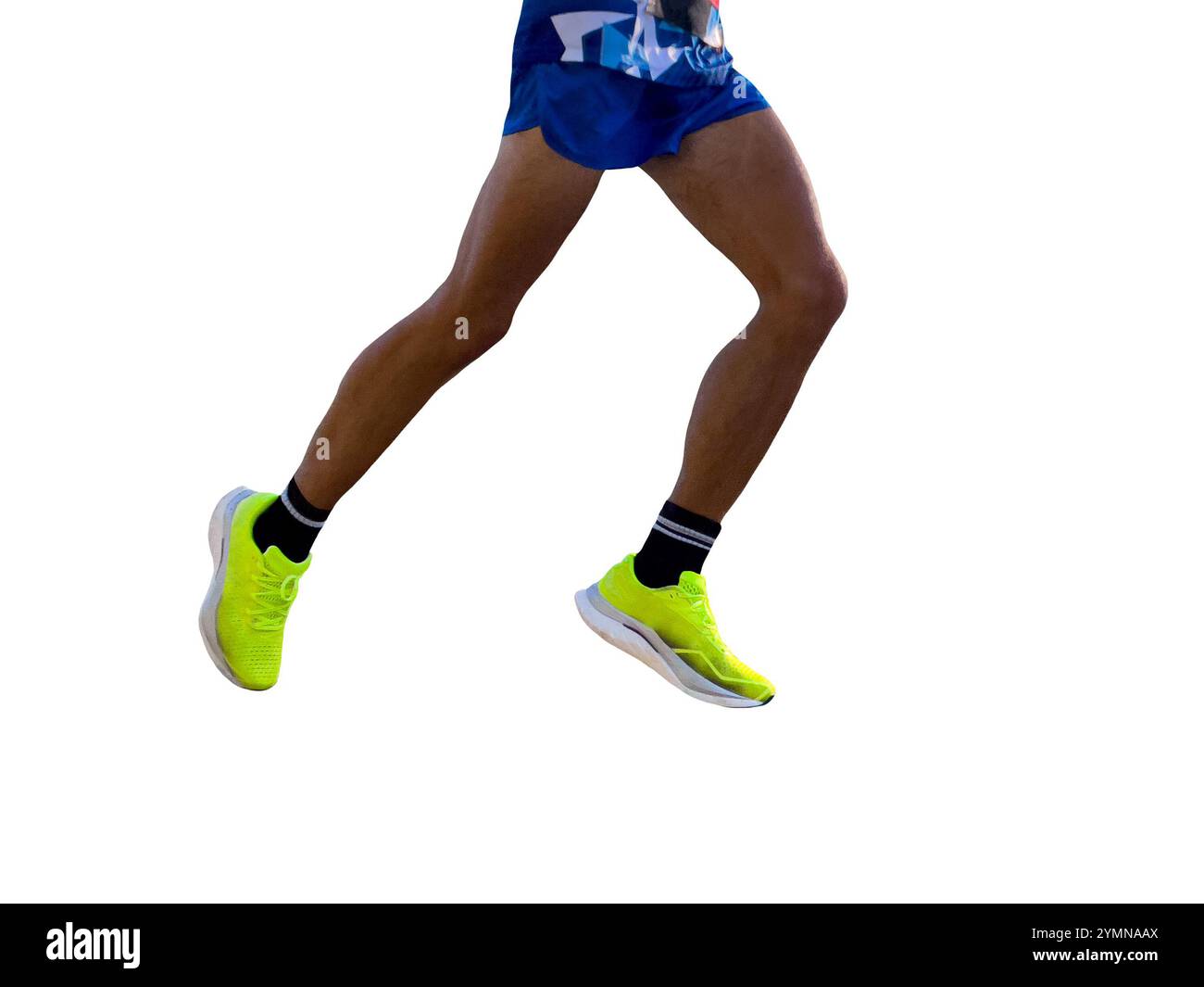 legs runner athlete running half marathon isolated on white background ...