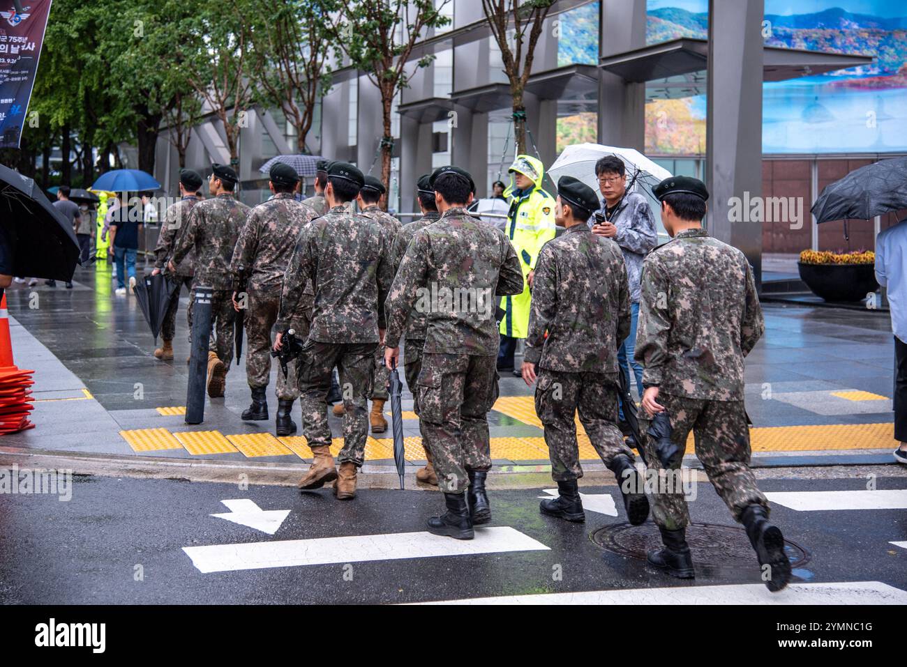 Korean soldiers march during Arms Forces Day military parade of Korean ...