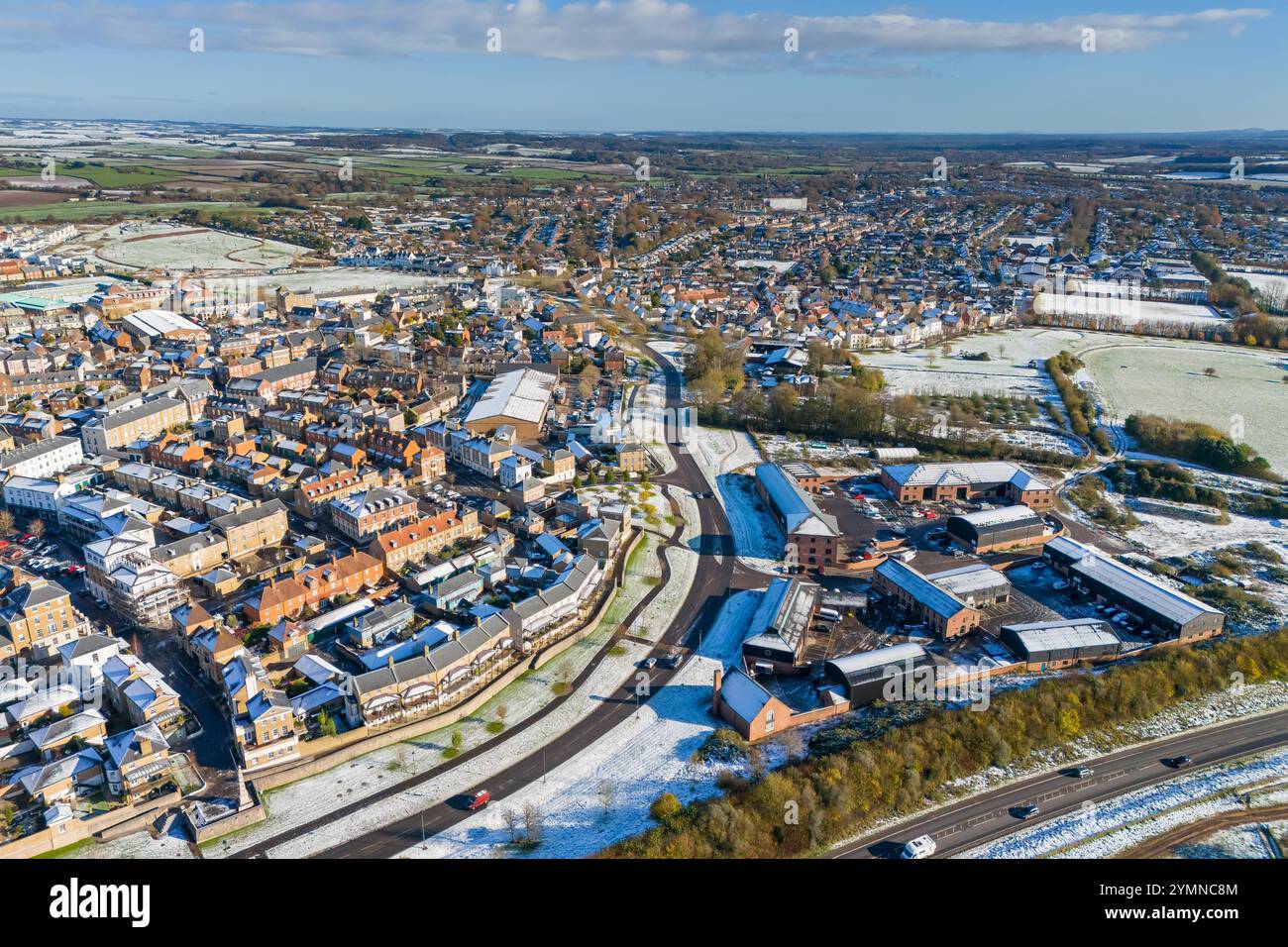 Poundbury, Dorchester, Dorset, UK. 22nd November 2024. UK Weather. Snow ...