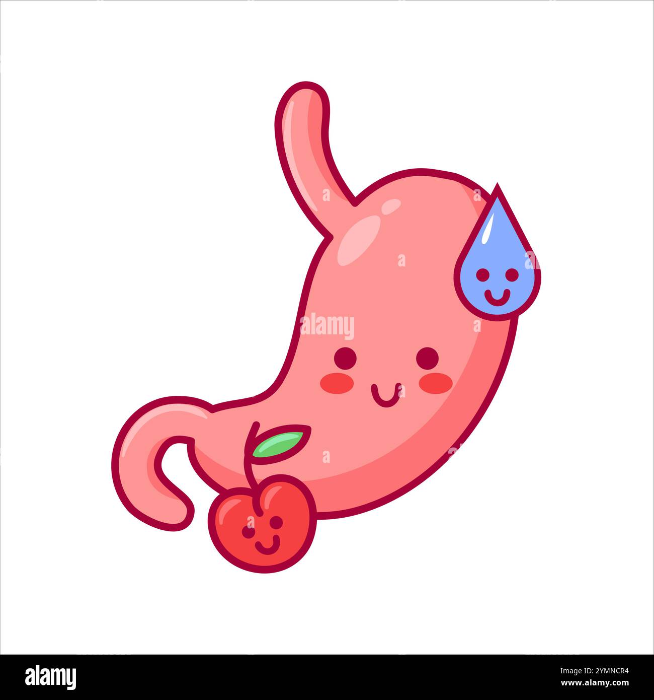 Stomach. Cute character in kawaii style. Organ of the digestive system ...