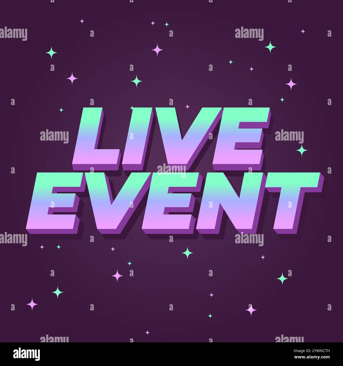 Live event. Text effect design in bold fonts with 3D effect. blue ...