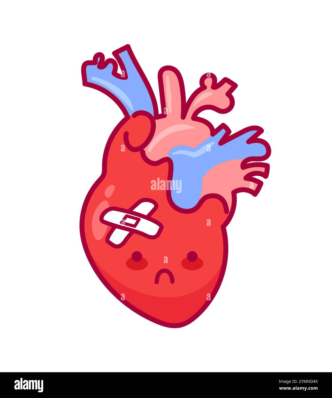 Heart. Cute character in kawaii style. Diseased organ, cardiac surgery ...