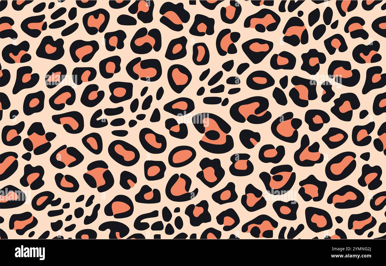 black and white leopard print pattern on the ground, flat illustration ...