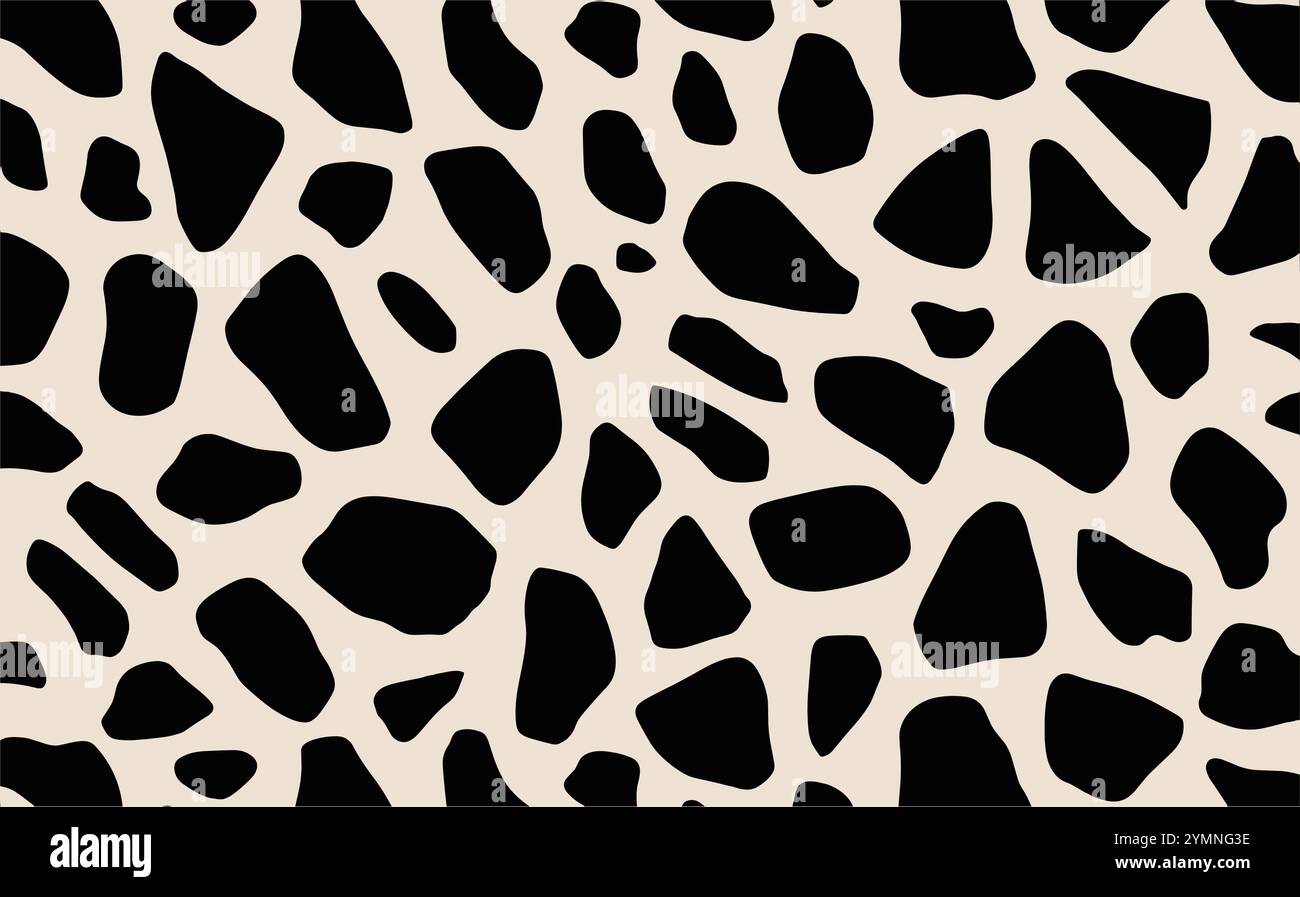 black and white leopard print pattern on the ground, flat illustration ...
