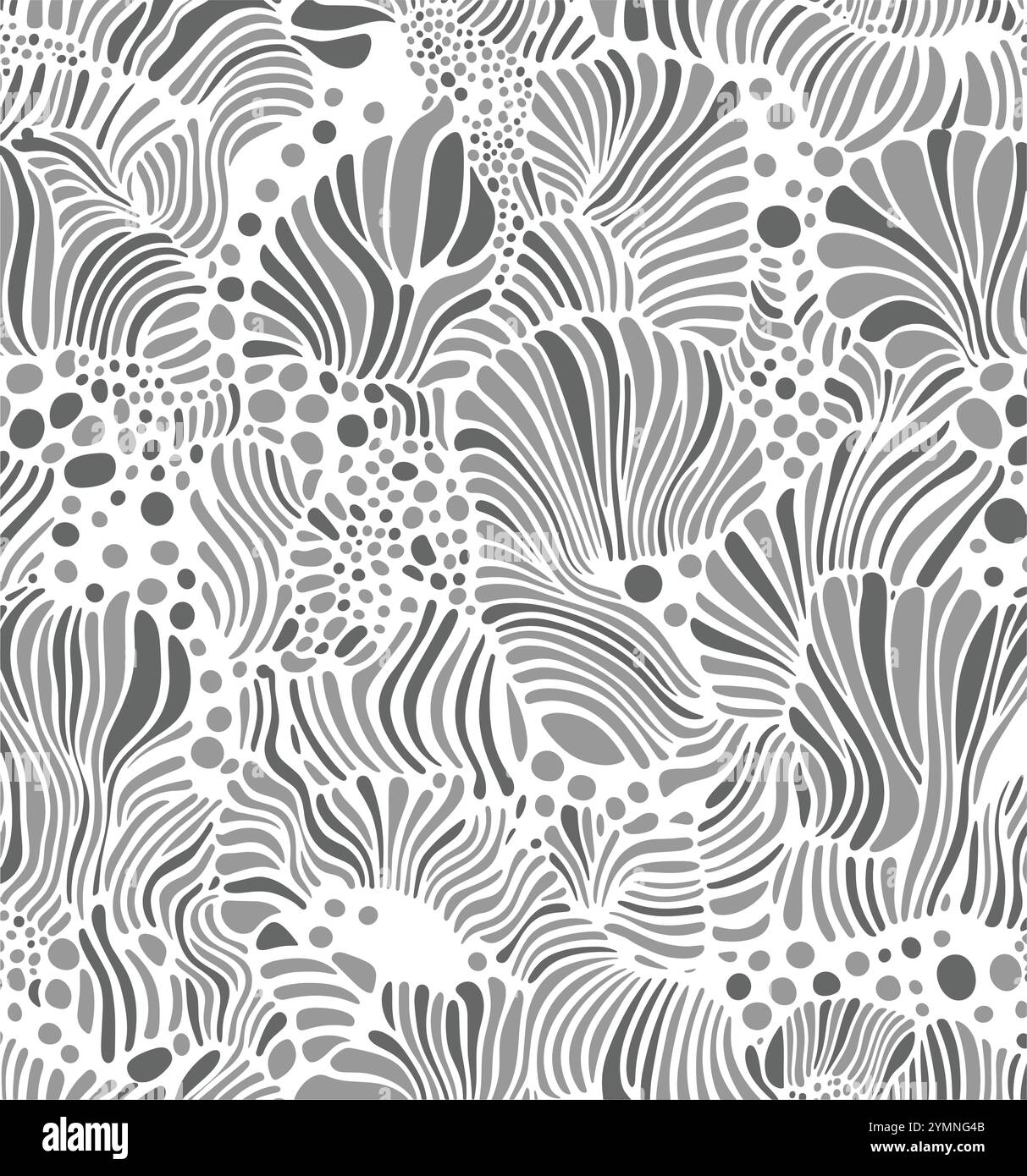 Black and white vector pattern of simple organic shapes, seamless Stock ...