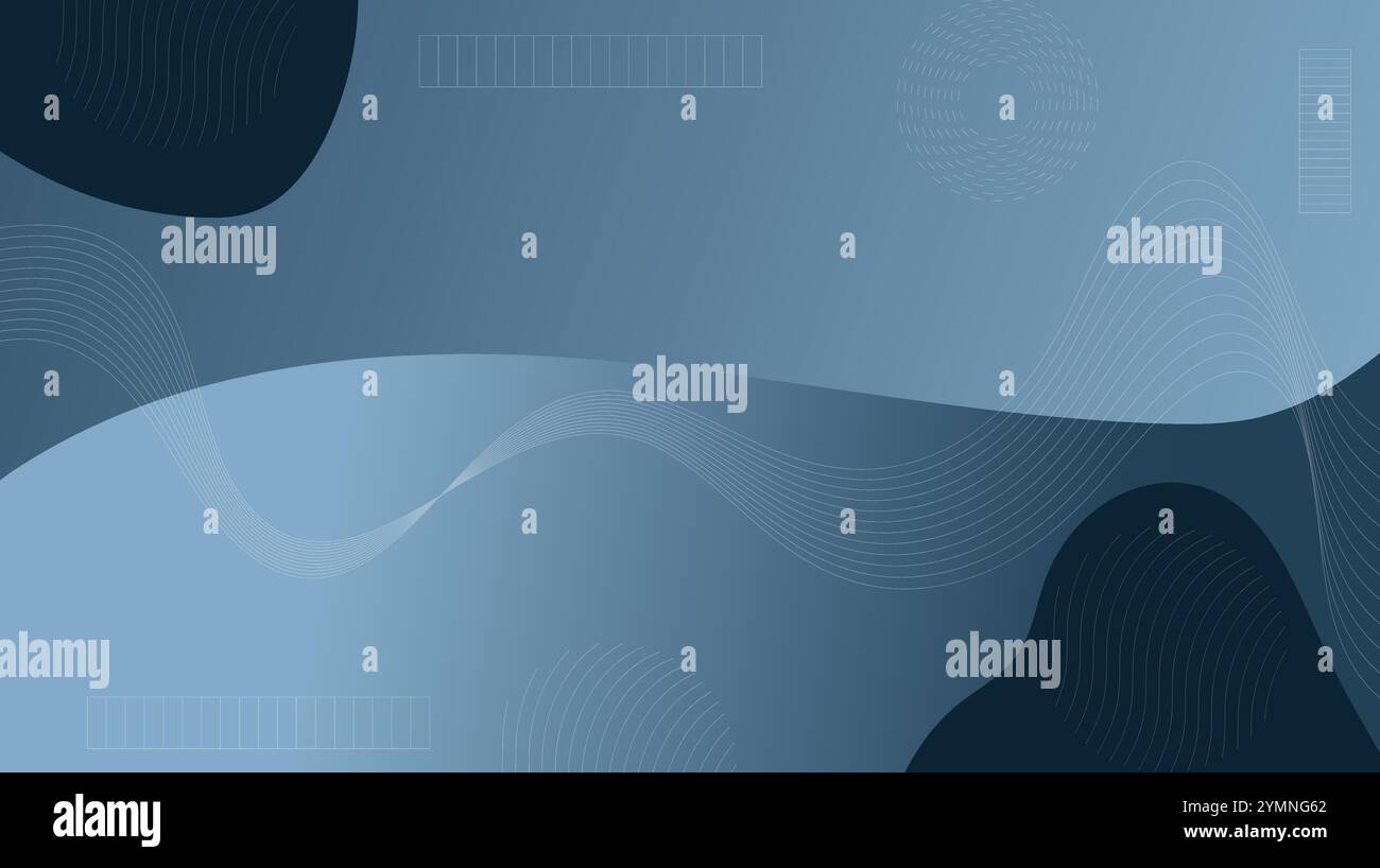 Blue Harmony Abstract Smooth, Flowing Wave Like Shapes in a Modern Blue ...