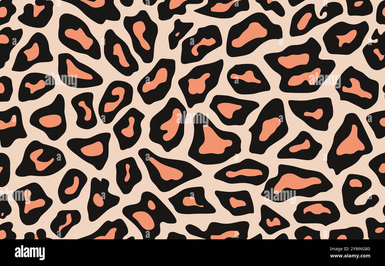 black and white leopard print pattern on the ground, flat illustration ...