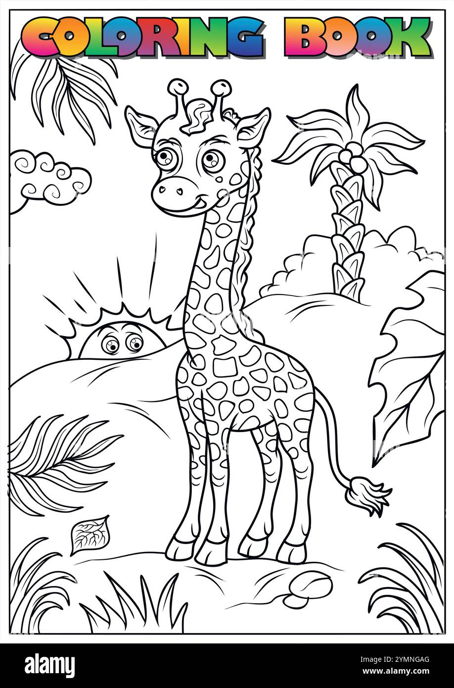 Adorable giraffe standing in the african savannah at sunset, a fun ...