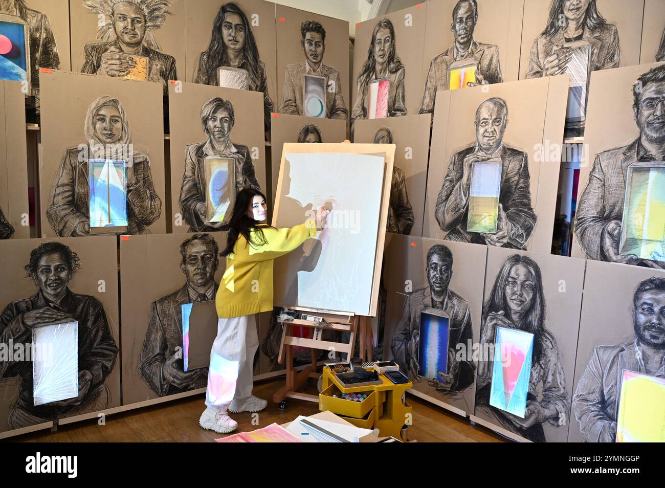 A recreation of the artist's studio including an edition of her ...