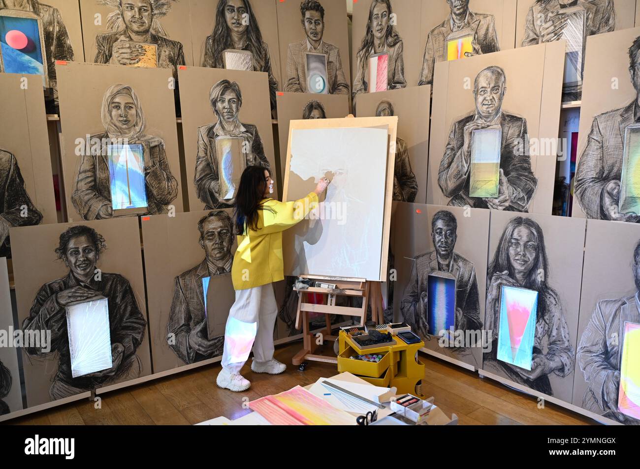 A recreation of the artist's studio including an edition of her ...