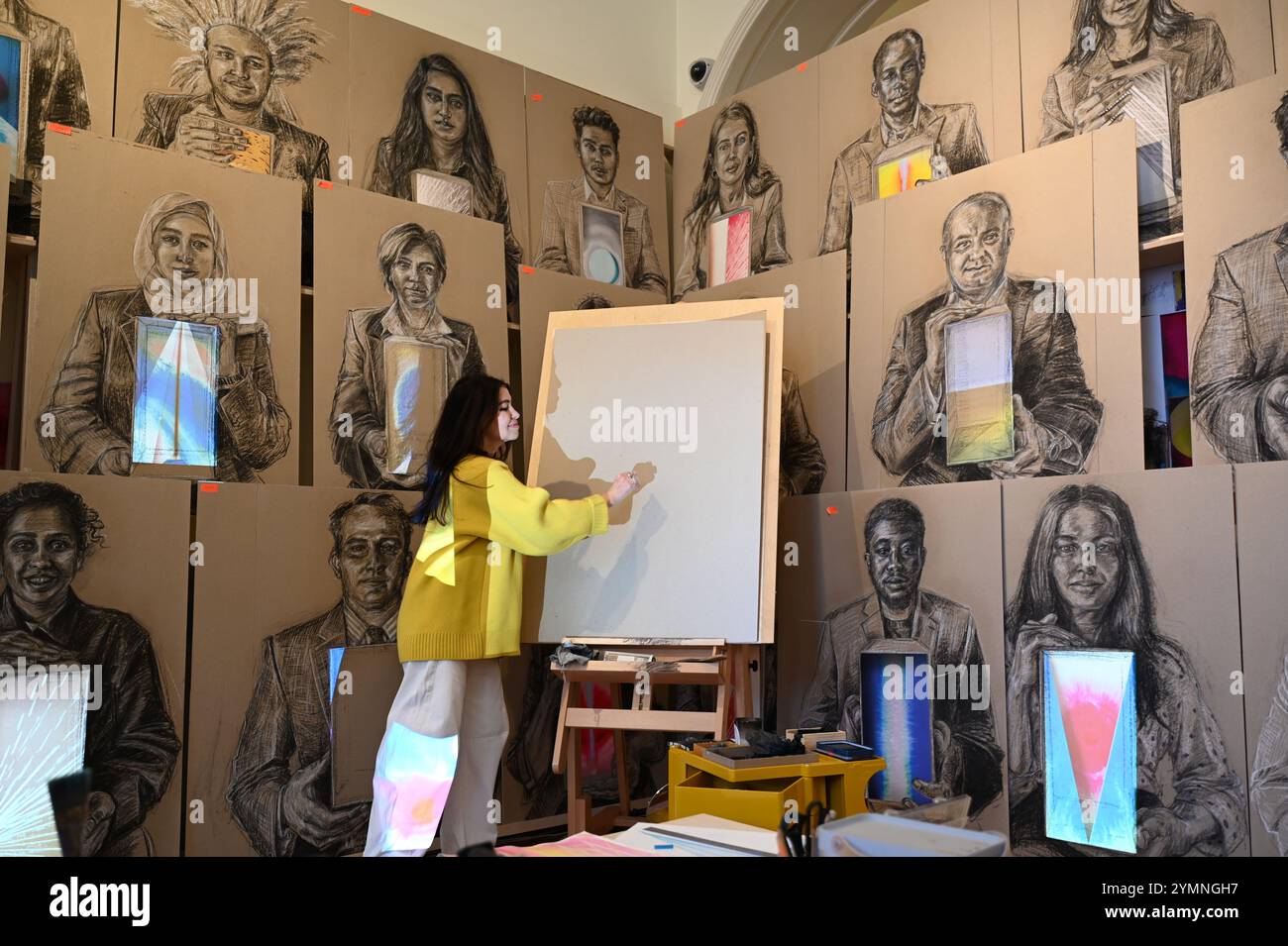 A recreation of the artist's studio including an edition of her ...