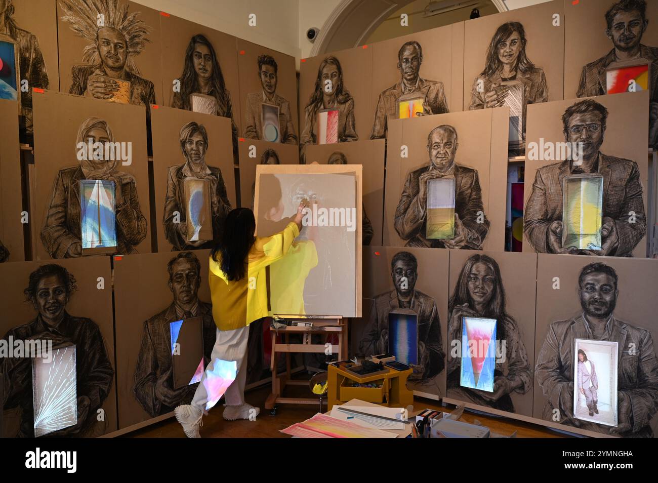 A recreation of the artist's studio including an edition of her ...