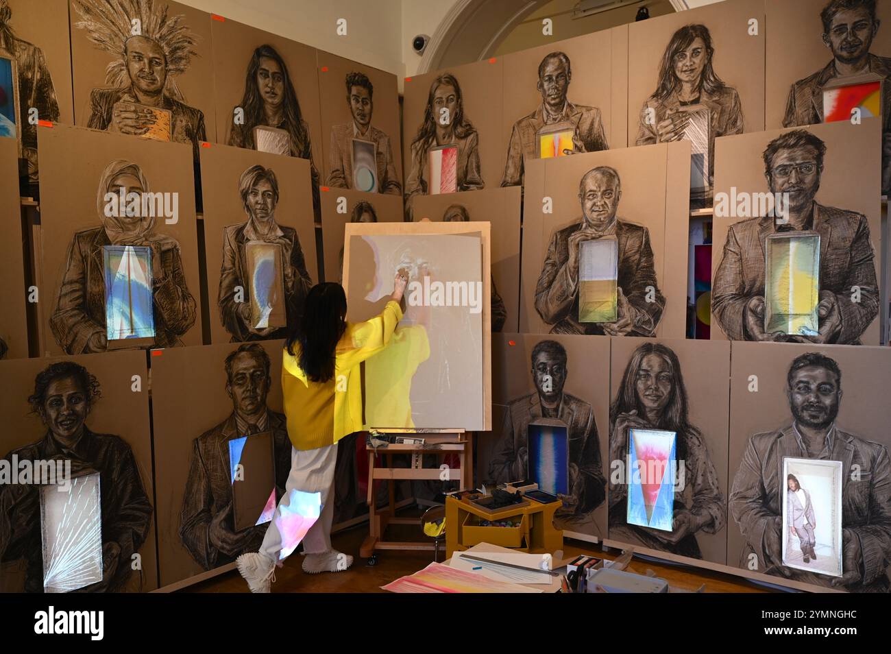 A recreation of the artist's studio including an edition of her ...