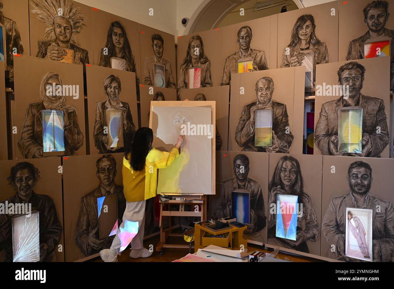 A recreation of the artist's studio including an edition of her ...