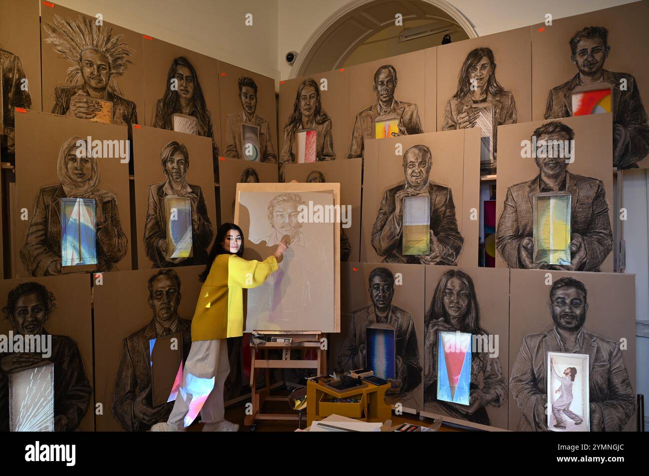 A recreation of the artist's studio including an edition of her ...