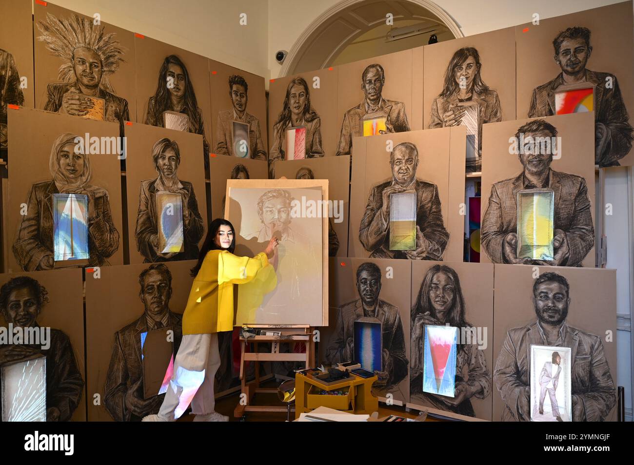 A recreation of the artist's studio including an edition of her ...