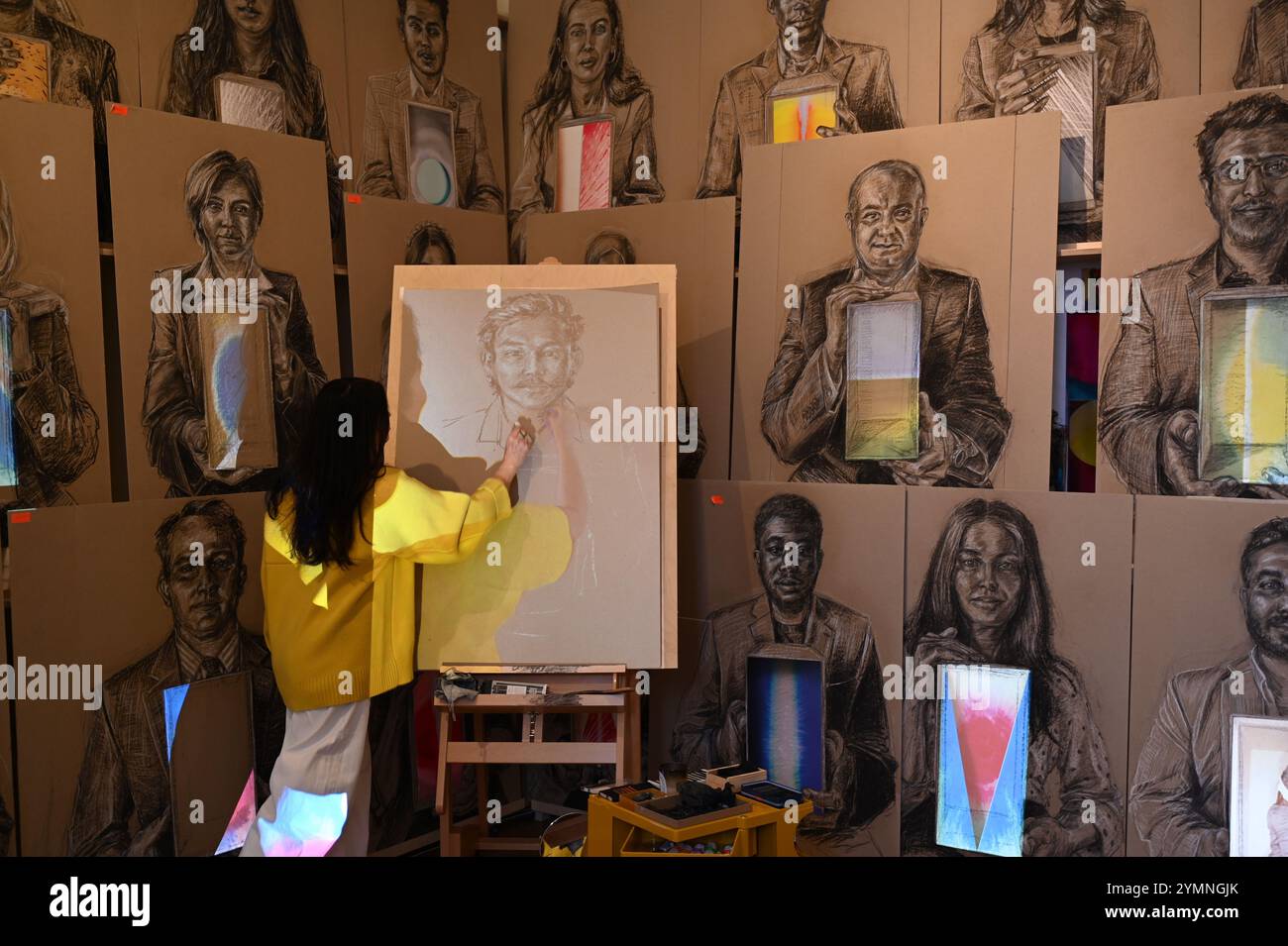 A recreation of the artist's studio including an edition of her ...