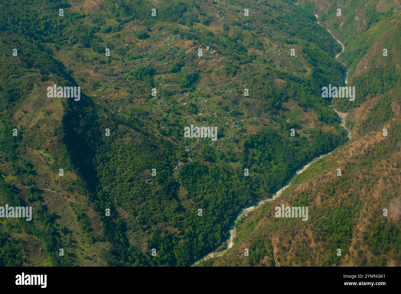 Aerial view of Bhedetar hill station in Dhankuta, Nepal. High quality ...