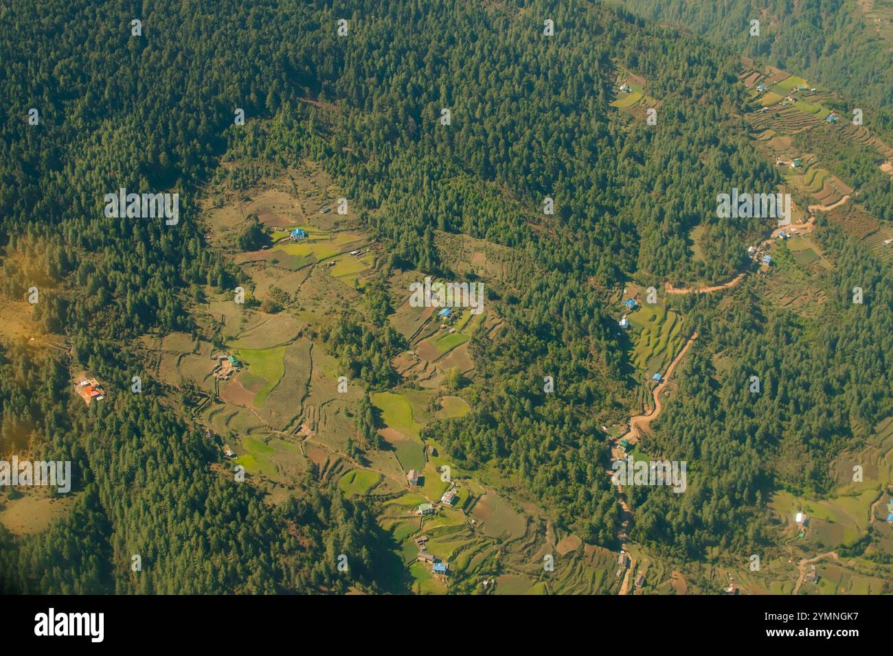 Aerial view of Bhedetar hill station in Dhankuta, Nepal. High quality ...