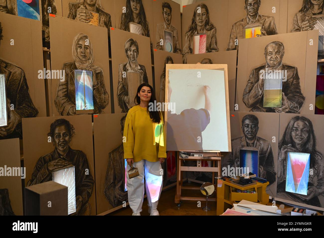 A recreation of the artist's studio including an edition of her ...