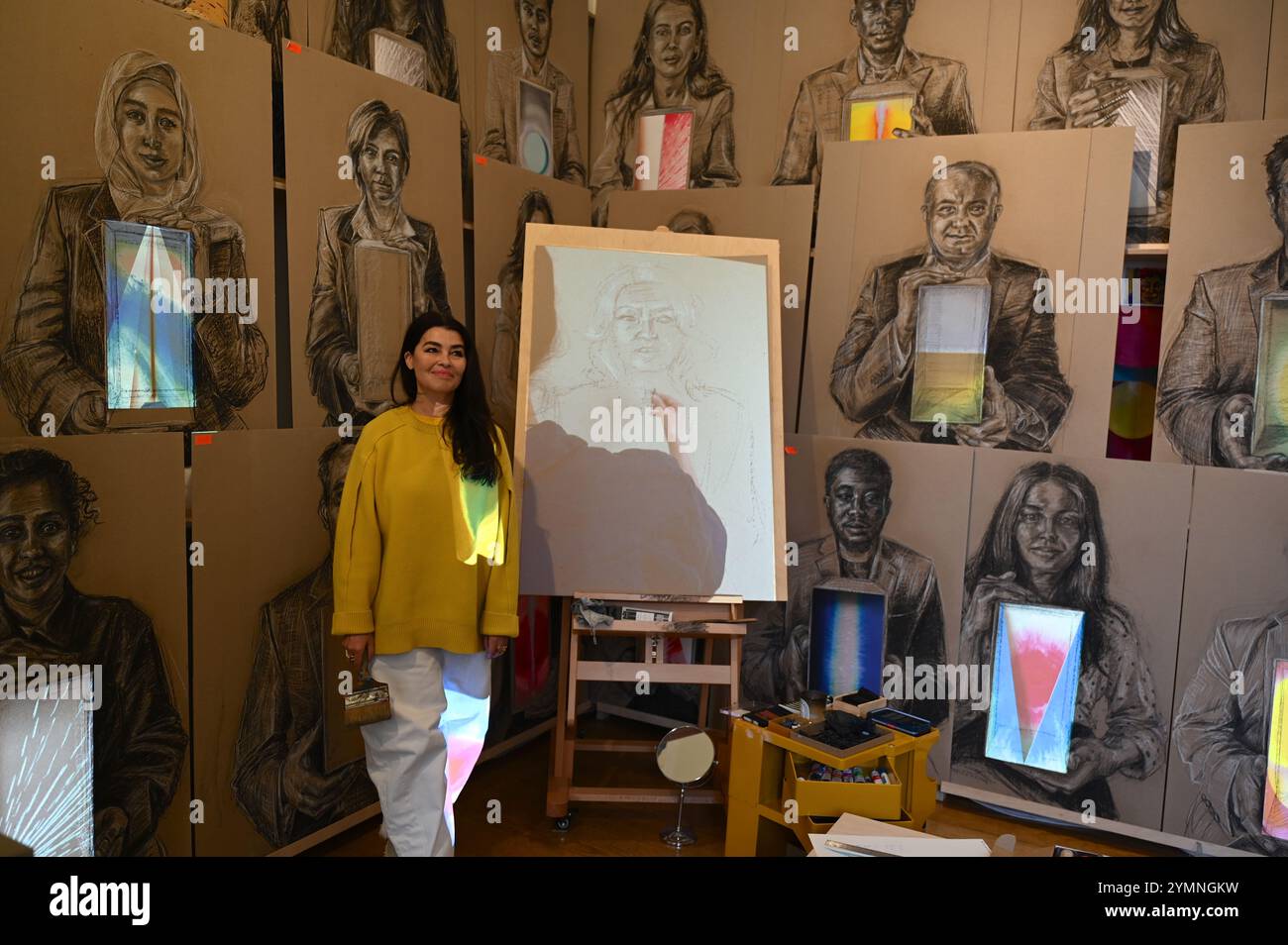 A recreation of the artist's studio including an edition of her ...