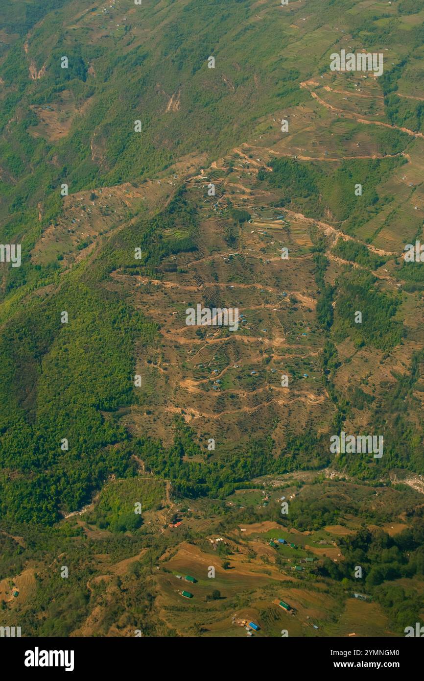 Aerial view of Bhedetar hill station in Dhankuta, Nepal. High quality ...