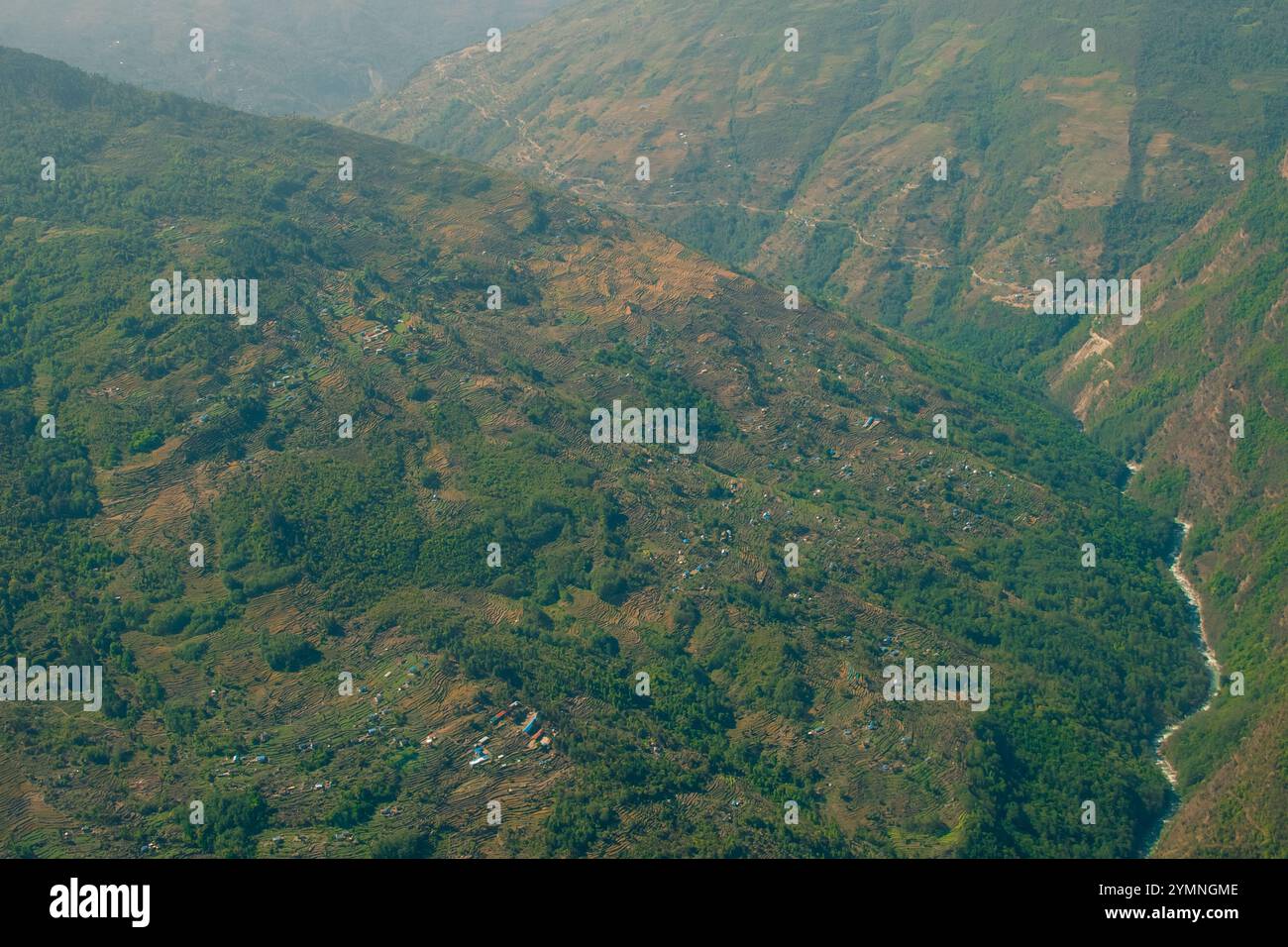 Aerial view of Bhedetar hill station in Dhankuta, Nepal. High quality ...
