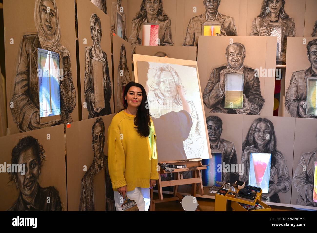 A recreation of the artist's studio including an edition of her ...