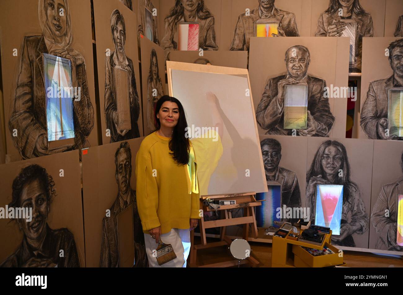 A recreation of the artist's studio including an edition of her ...