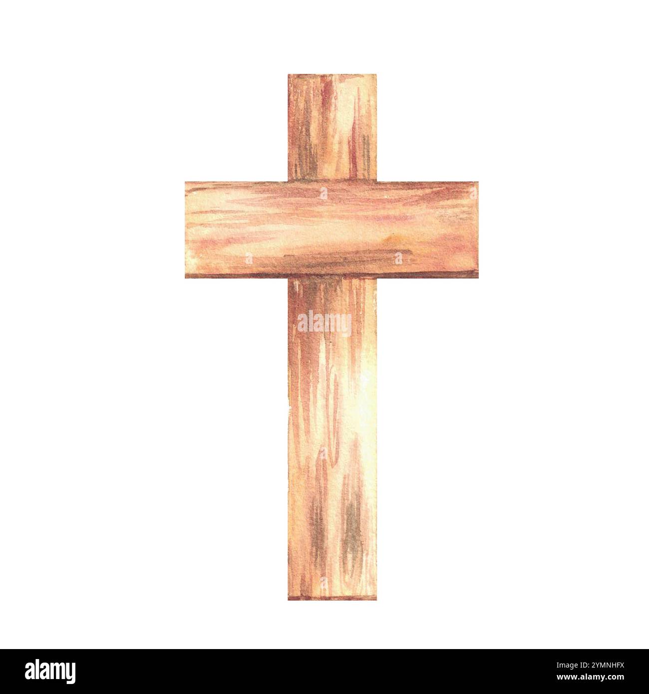 Religious cross. Watercolor wooden Christian cross. The hand painted ...
