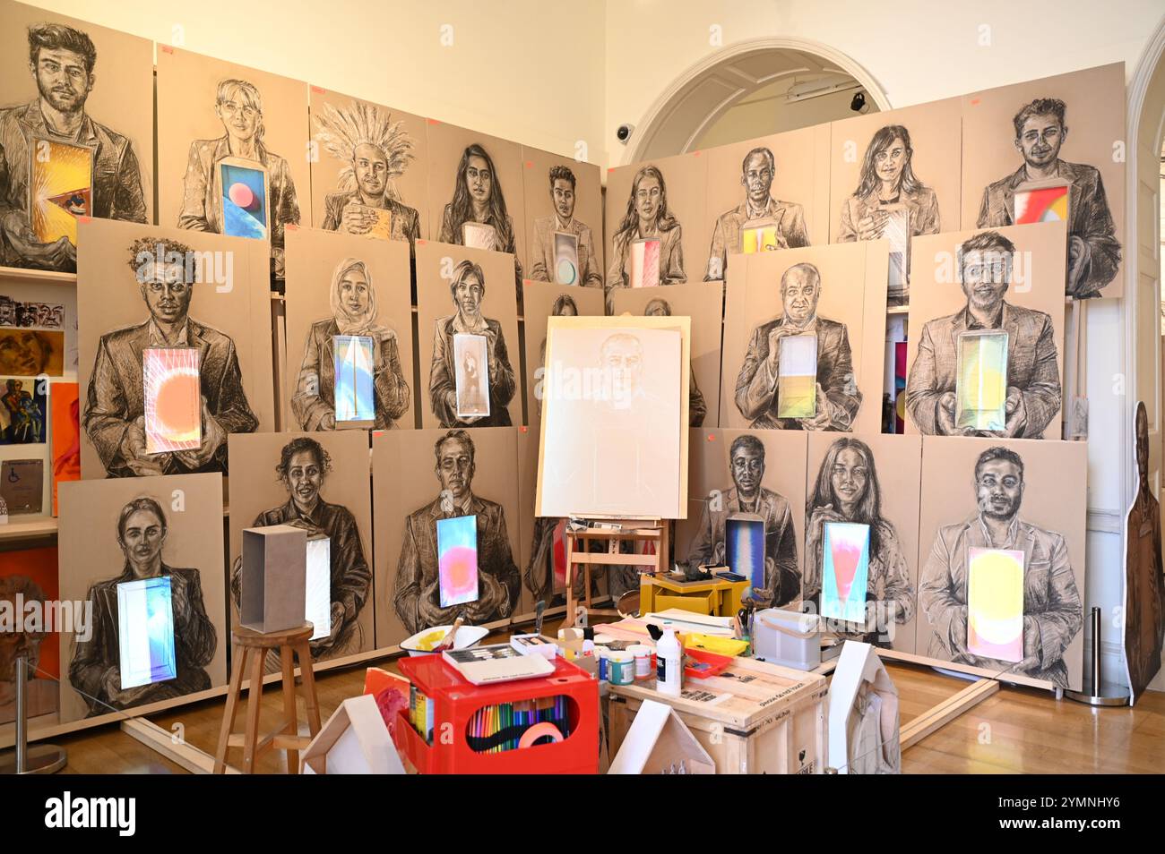 A recreation of the artist's studio including an edition of her ...