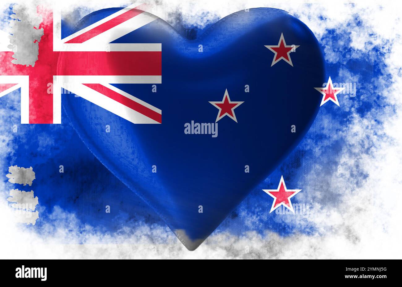 New Zealand flag heart shape background Stock Photo - Alamy