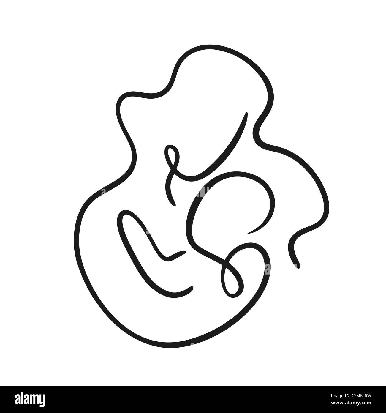 Mother and Baby One Line Art Drawing Breastfeeding Stock Vector Image ...