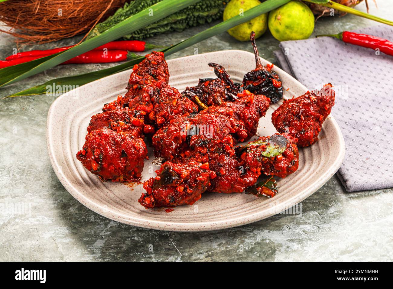 Indian cuisene - tandoori spicy Chicken 65 Stock Photo - Alamy
