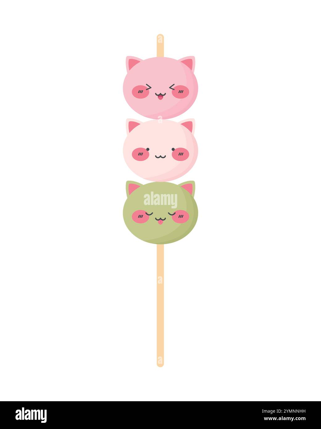 Cute kawaii cats on dango stick. Mochi Hanami dango Japanese sweet rice ...