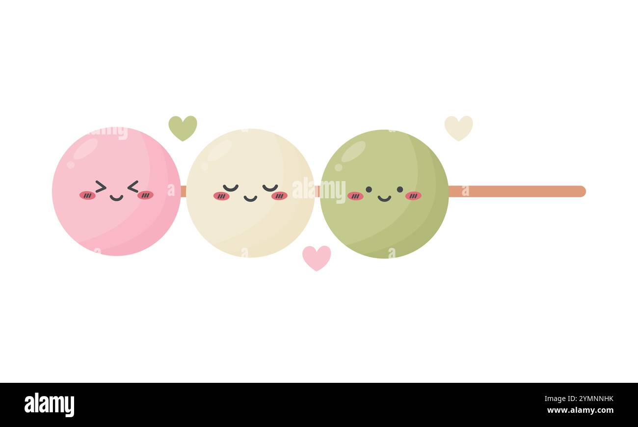 Hanami dango sweet rice cake dessert. Traditional Japanese sweet ...