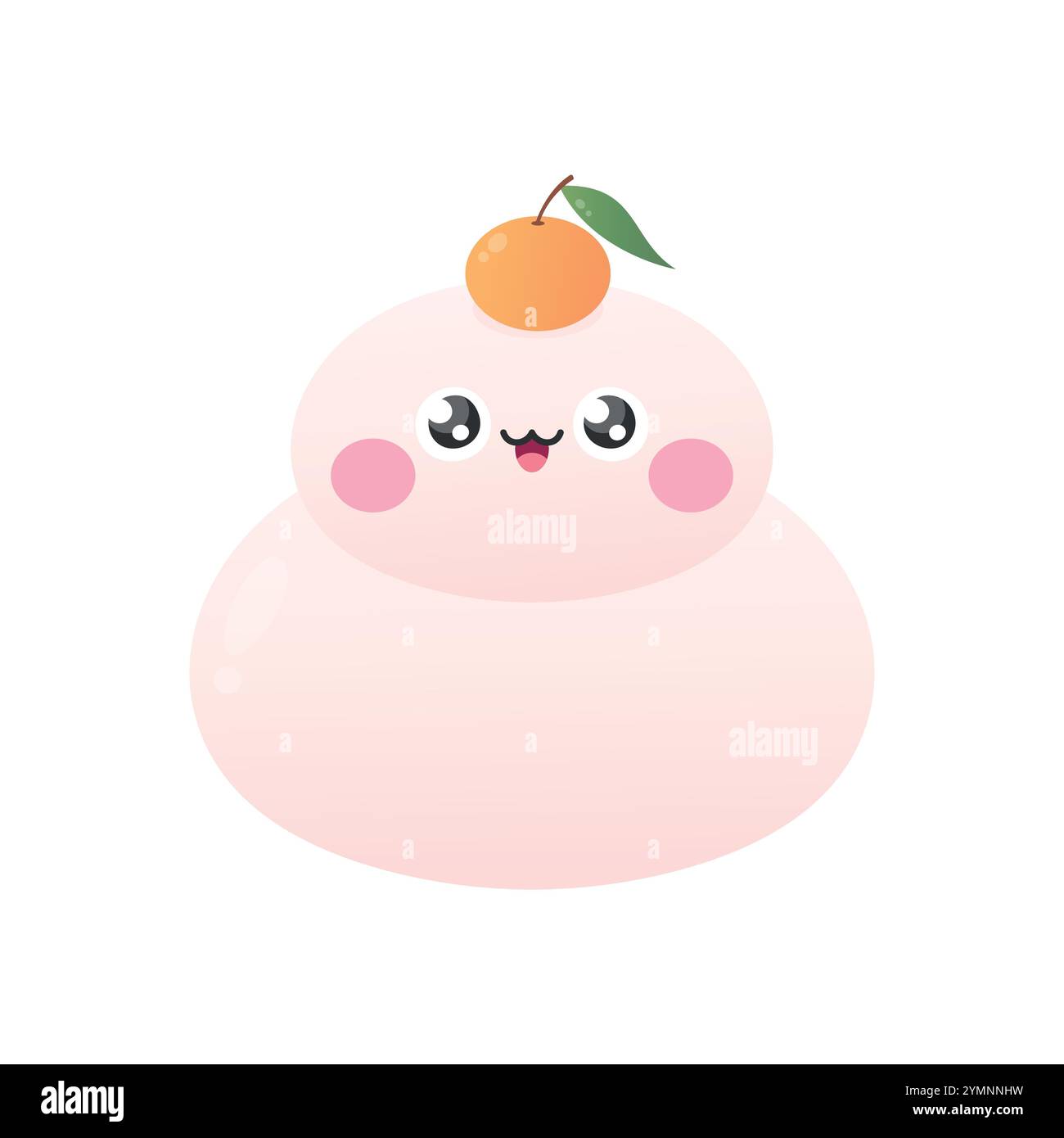 Cute kawaii kagami mochi character. Traditional Japanese New year food ...